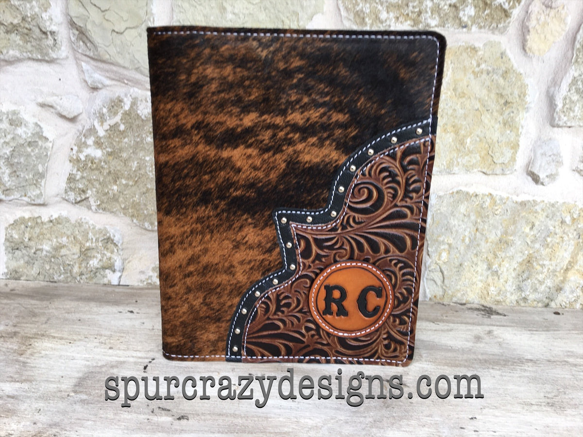 3 Ring Zippered Portfolio, Leather and Cowhide covered with Personaliz ...